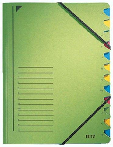 Ordnungsmappe Leitz 3912 A4 12 Fächer Eckspanner 450g grün 1S ...